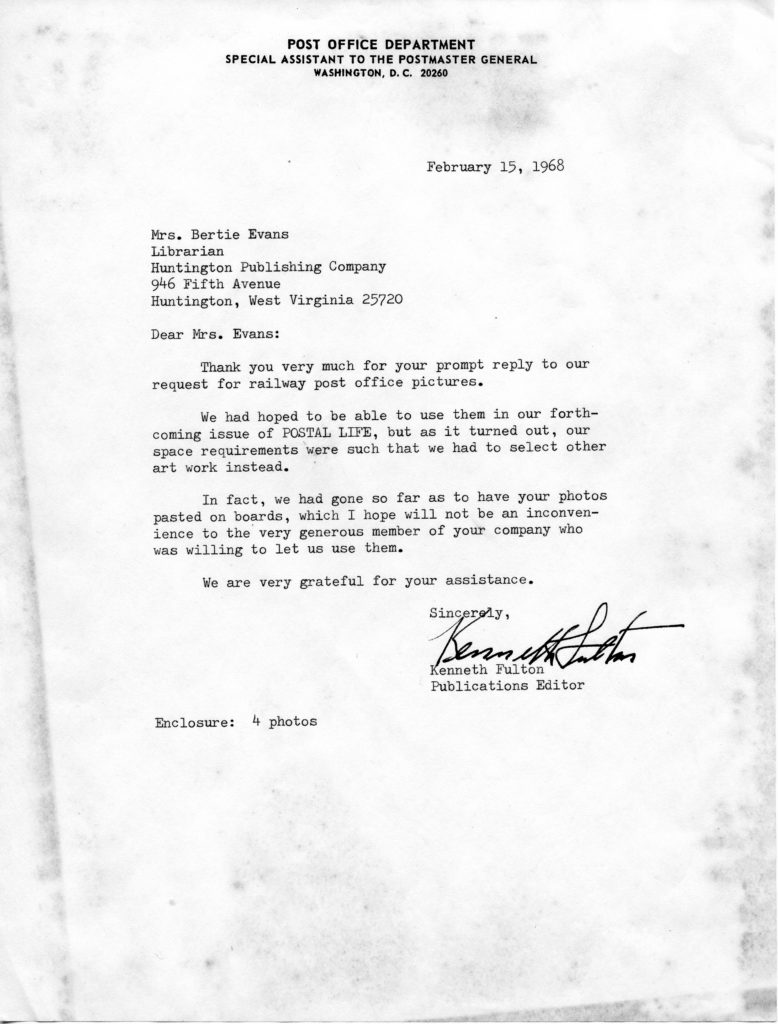 The End of Mail Service on the C&O | WVRails.net